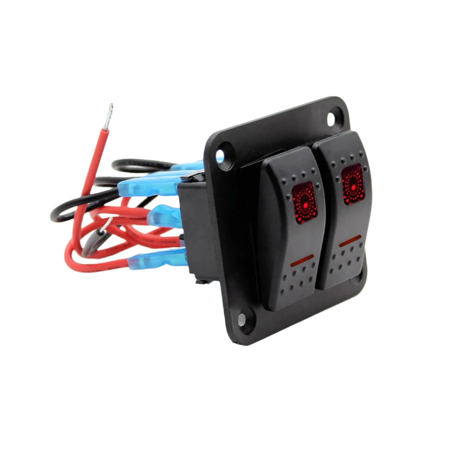 Marine Aluminium 2 Gang Rocker Switch Panel Red