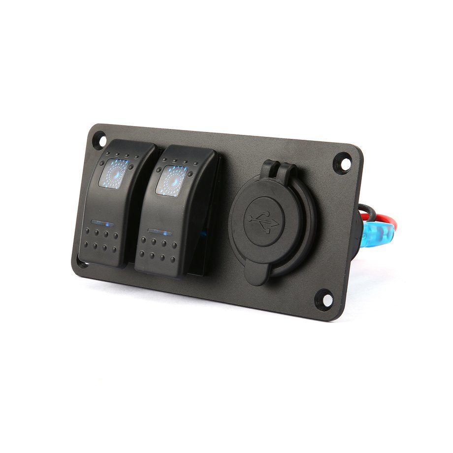 Aluminium 2 Gang Rocker Switch Panel